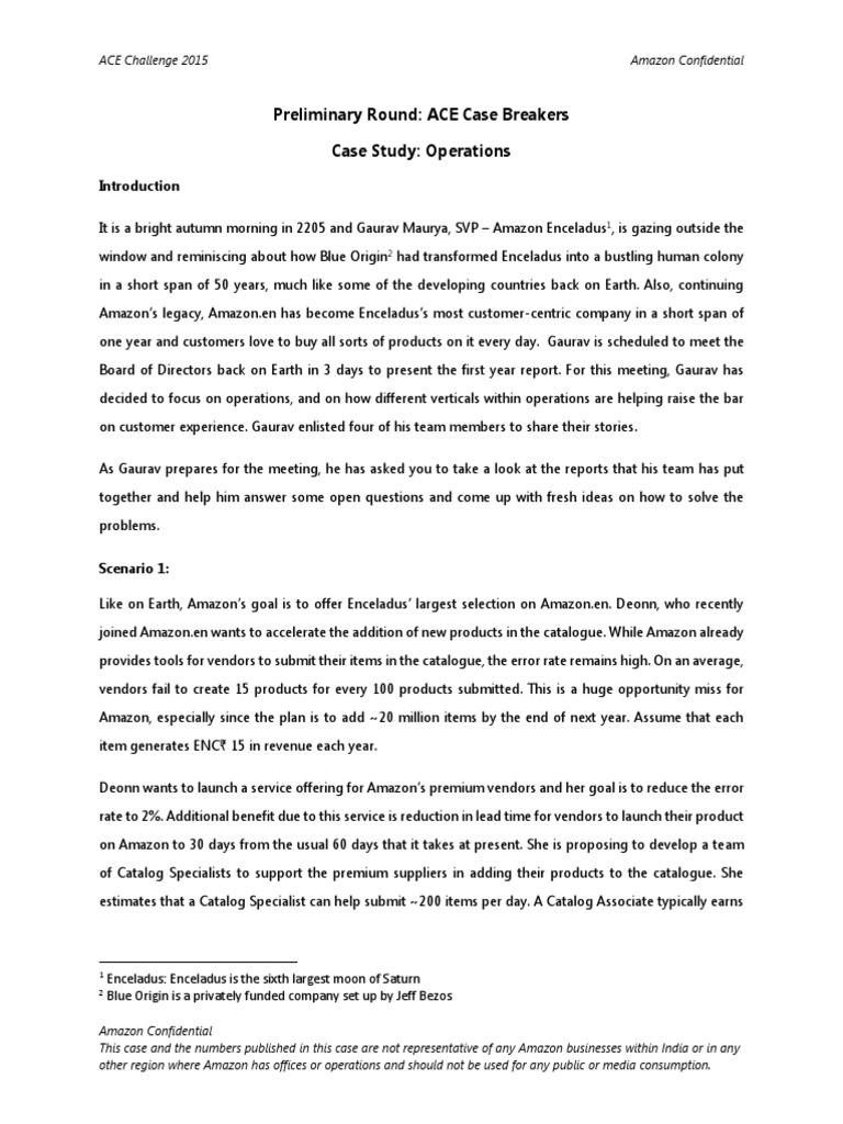 ACE Case Study Operations Round 1 | PDF | Fraud | Logistics