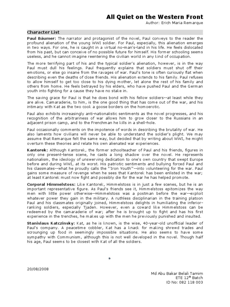 All Quiet On The Western Front | PDF | Military | Unrest