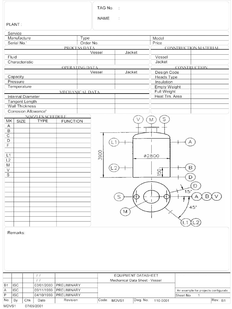 Mechanical Data Sheet - Vessel | PDF