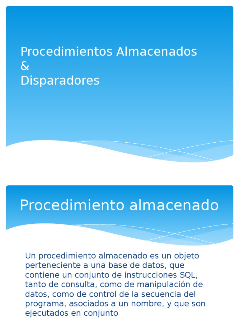 Procedimientos Almacenados | PDF | SQL | Software de gestión de datos