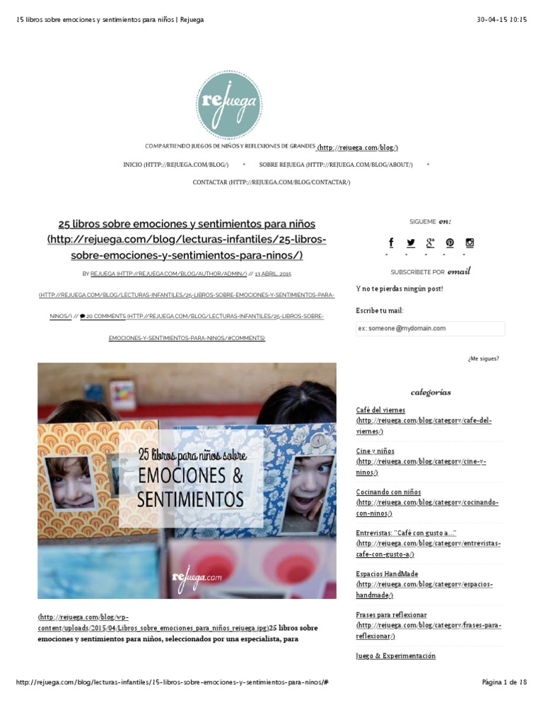 25 Libros Sobre Emociones Y Sentimientos Para Niños Rejuega Pdf