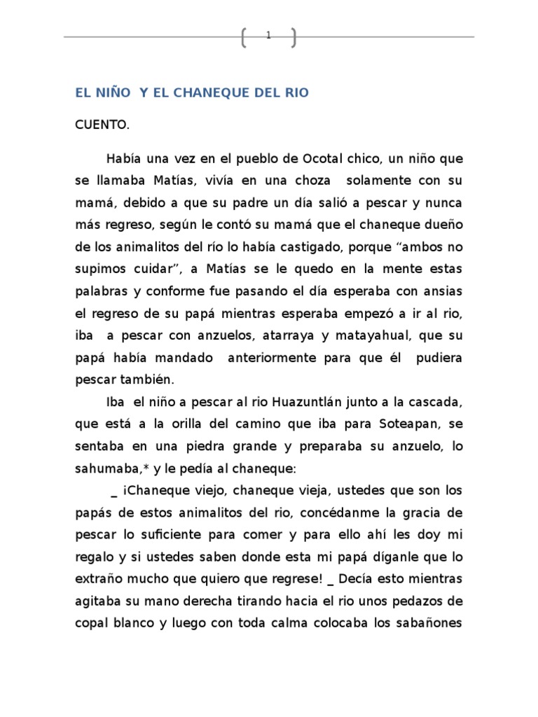 El Niño y El Chaneque Del Rio | PDF | Ocio | Religión y creencia