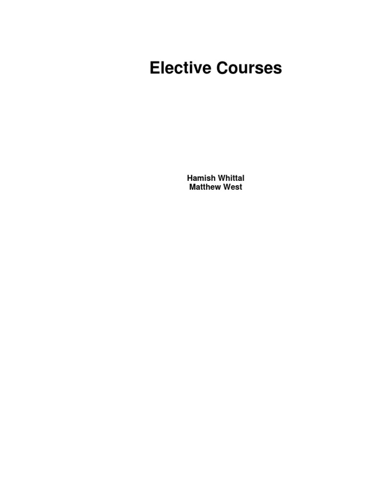 Elective Courses | PDF
