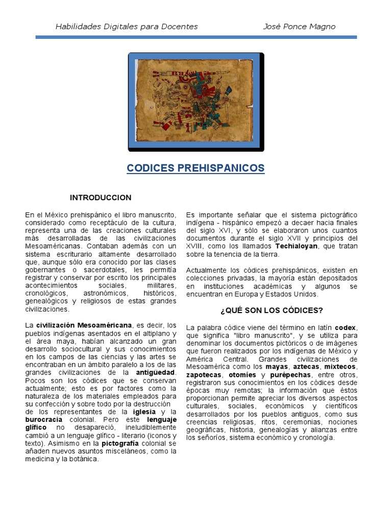 Códices Prehispánicos: Cultura y Significado | PDF | Códice ...