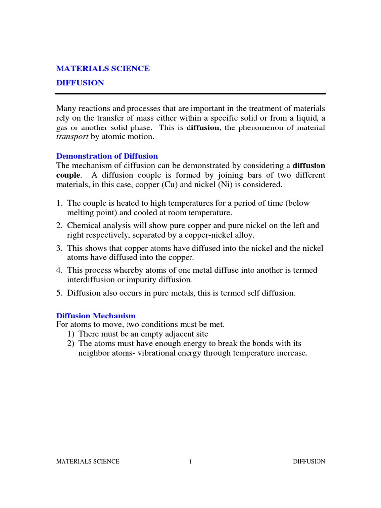 Understanding Diffusion in Materials Science | PDF | Diffusion ...