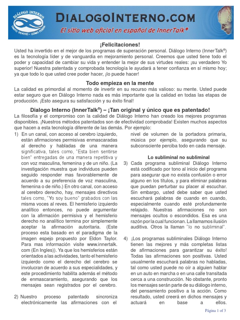 La Tecnología de Innertalk® Whole Brain® (Método Taylor) | PDF | Mente ...