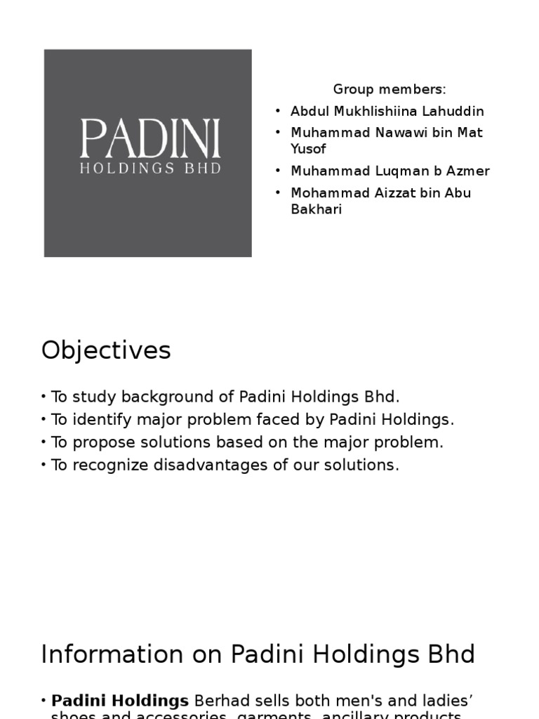 Padini Holdings Presentation | Retail | Business