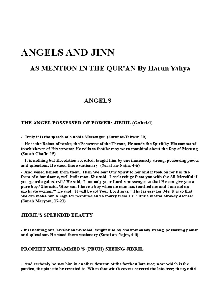 Angel and Jinn | PDF | Prophets And Messengers In Islam | Islamic ...