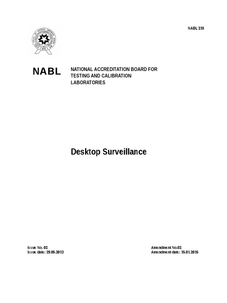 NABL 218 - Desktop Surveillance | PDF | Internal Audit | Verification ...