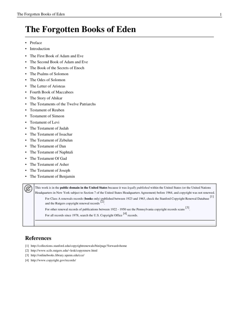List of The Forgotten Books of Eden | PDF | Ancient Israel And Judah ...