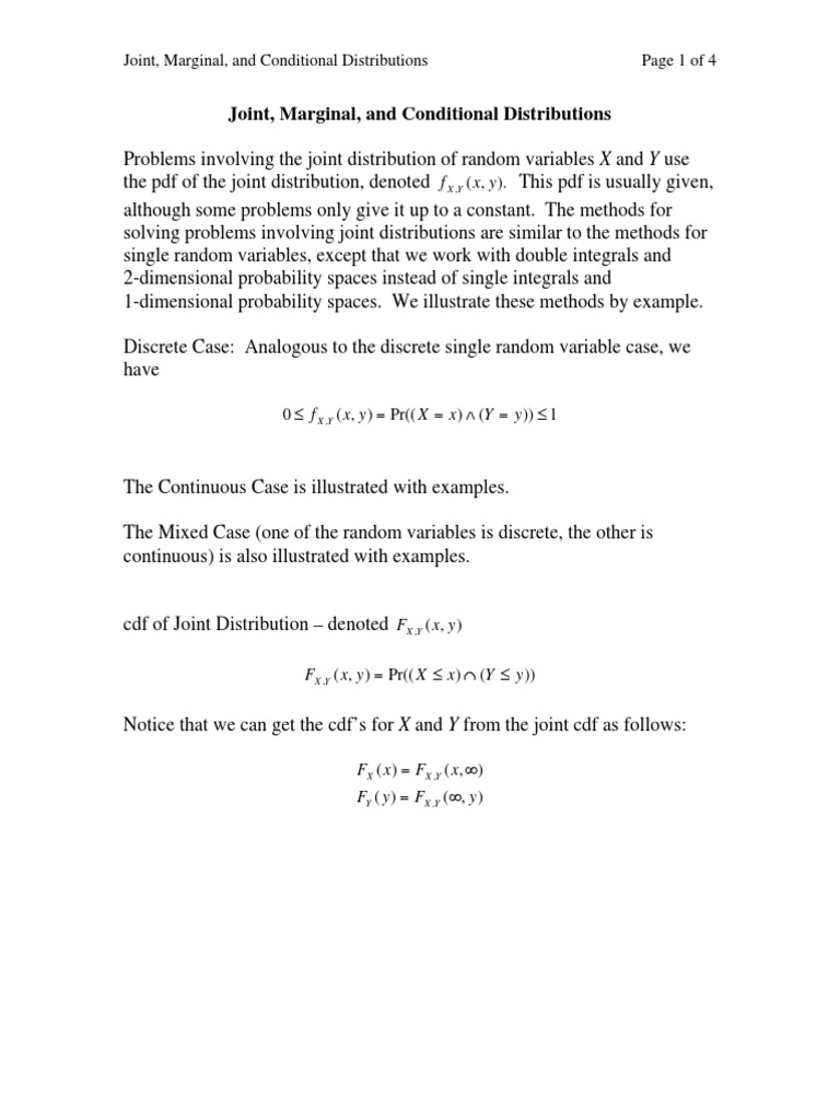 7-Joint, Marginal, and Conditional Distributions | PDF | Covariance ...