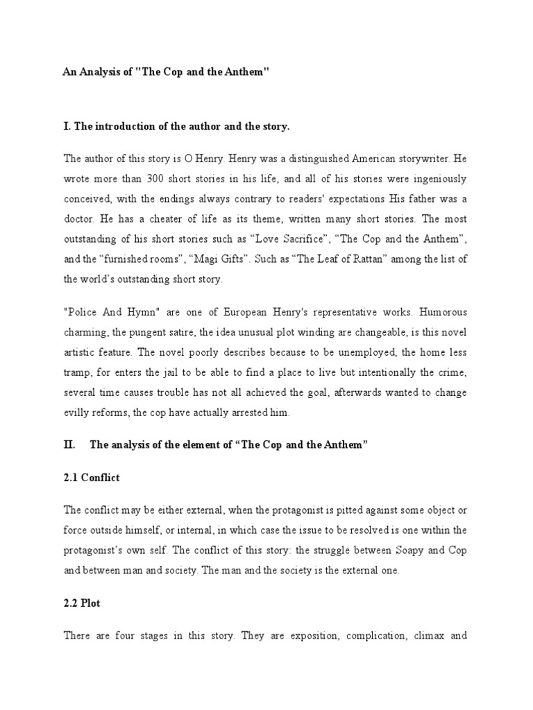Analysis of "The Cop and the Anthem" | PDF | Narration