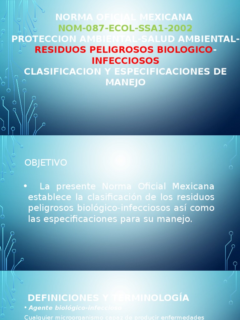 Norma Oficial Mexicana Rpbi | PDF | Residuos | Sangre