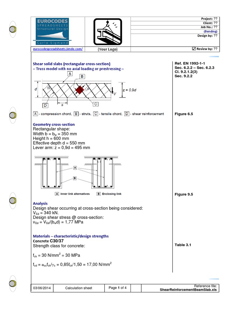 Shear Check To Eurocode 2 | PDF