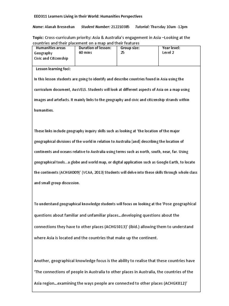 Asia and Australia's Engagement With Asia Lesson Plan | PDF | Civics ...