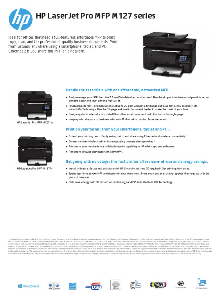 HP Laserjet Pro MFP M127fw | PDF | Image Scanner | Ios