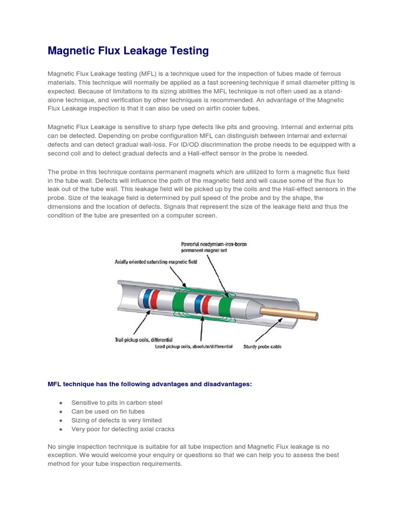 Magnetic Flux Leakage Testing Overview | PDF | Manufactured Goods ...