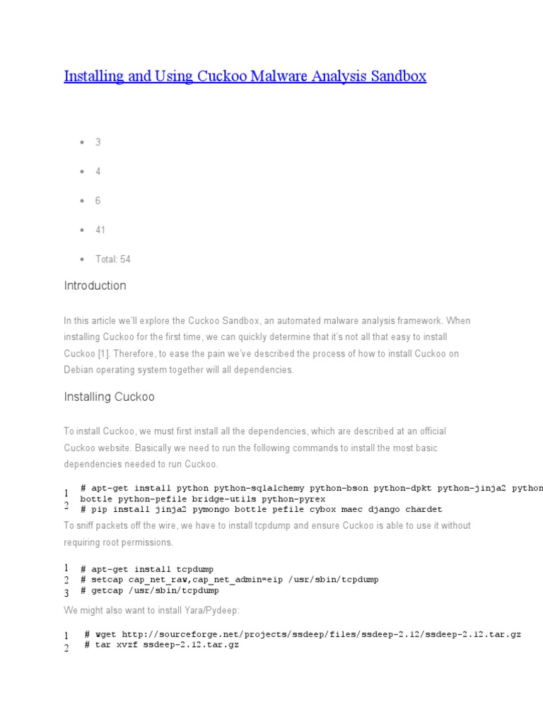 Installing and Using Cuckoo Malware Analysis Sandbox | PDF | Apache ...