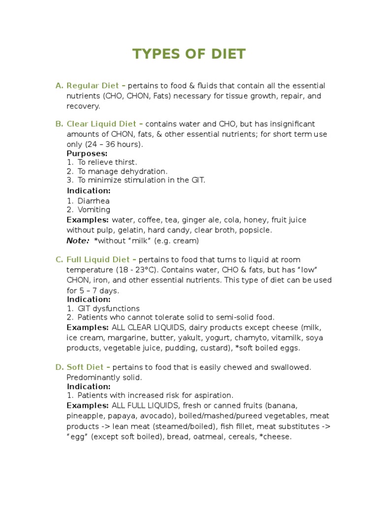 Types of Diet | PDF