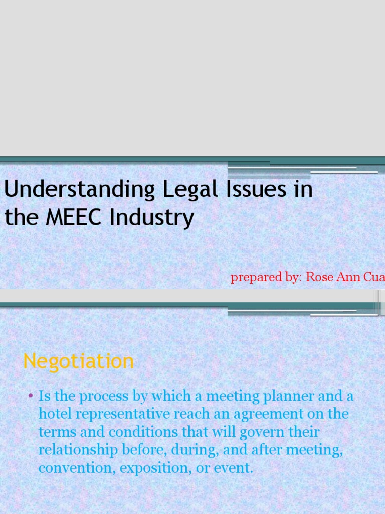 CHAPTER 12 (Understanding Legal Issues in The MEEC Industry) Rose | PDF ...