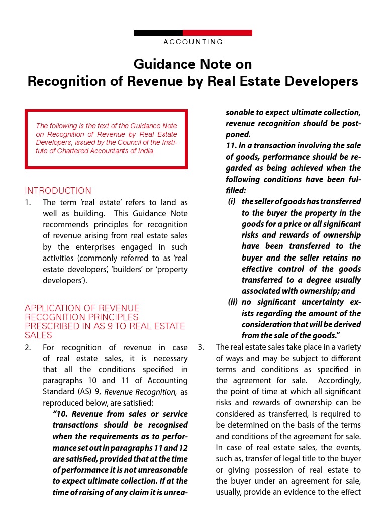 Revenue Recognition for Real Estate Sales | PDF | Accounting | Ownership