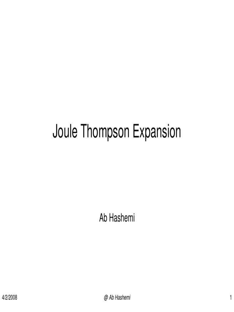 JT Valve | PDF | Mathematical Physics | Thermodynamic Properties