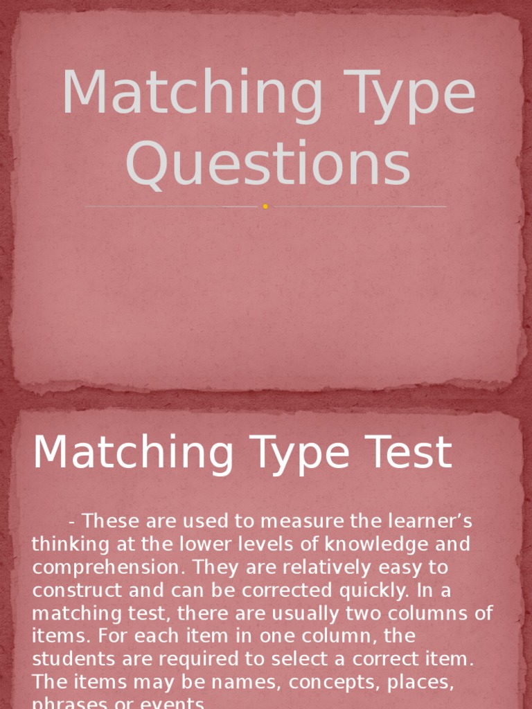 Matching Type Exam | PDF
