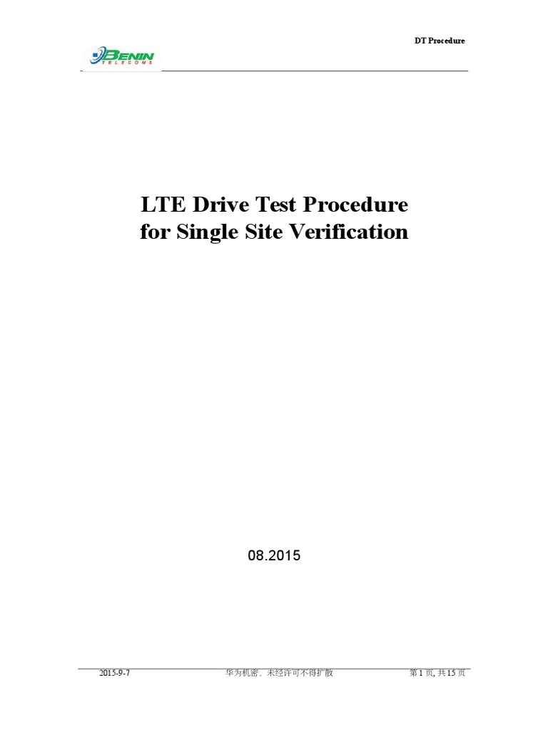 LTE Drive Test Procedure for Single Site Verification | PDF | Latency ...