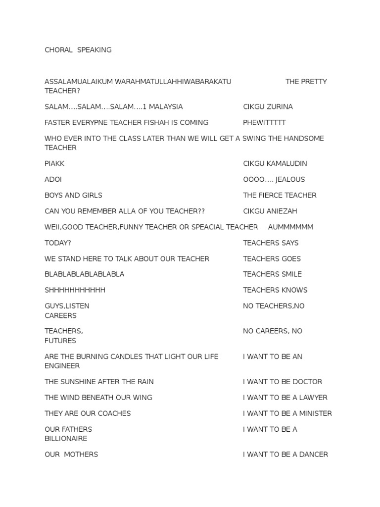 Choral Speaking | PDF