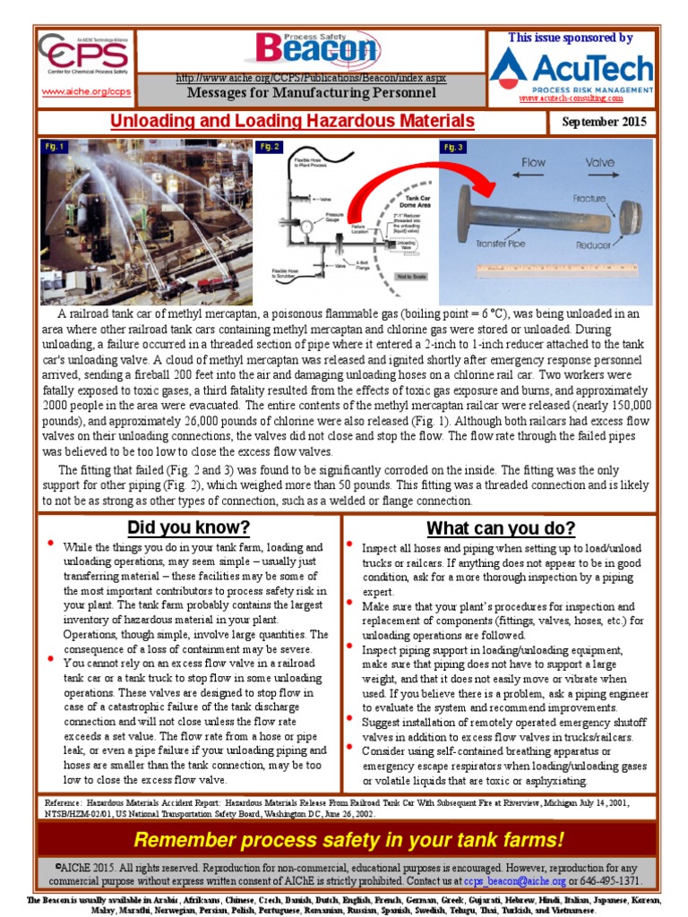 CCPS Process Safety Beacon September 2015 | Valve | Truck