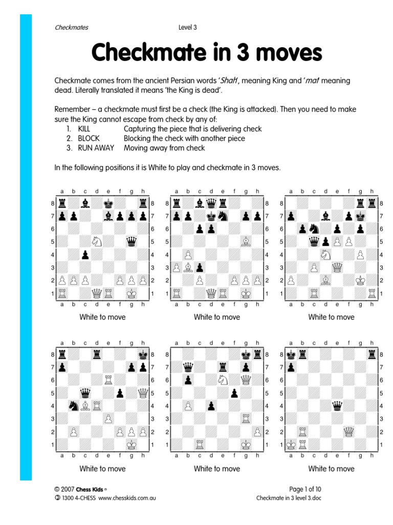 Checkmate in 3 Moves: Checkmates | PDF | Game Rules | Gaming