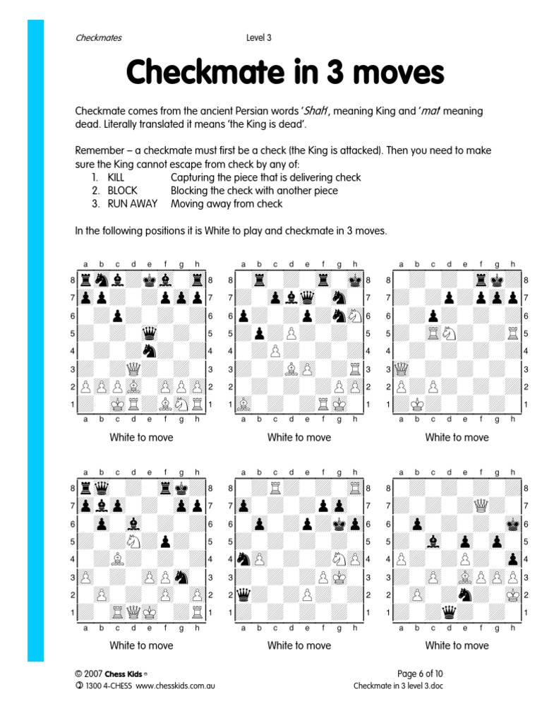 Checkmate in 3 Moves: Checkmates | PDF | Traditional Board Games | Game ...