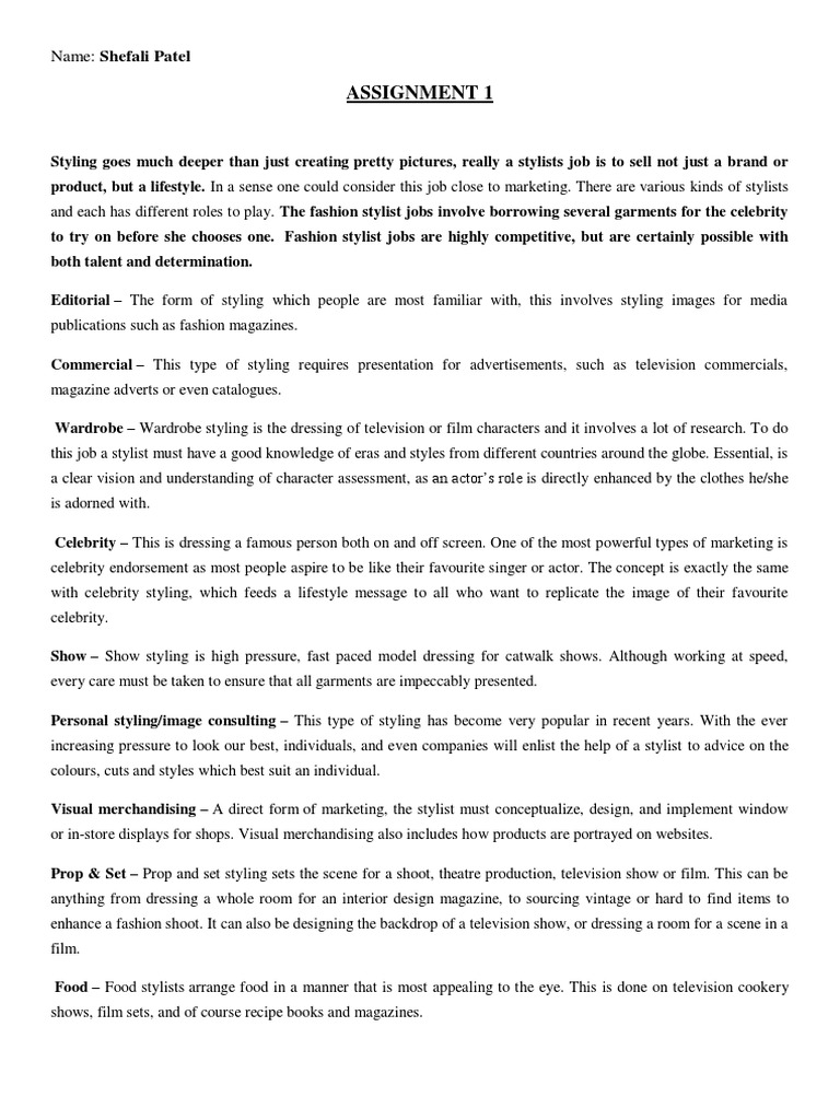 Understanding Fashion Styling Roles | PDF | Fashion | Merchandising