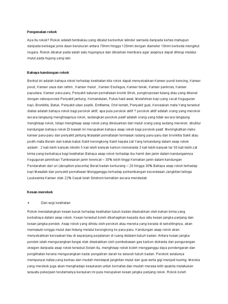Pengenalan Rokok | PDF | Pengembangan Diri