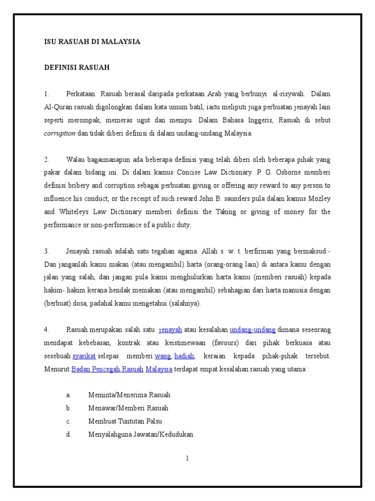 Kes Rasuah Di Malaysia | PDF