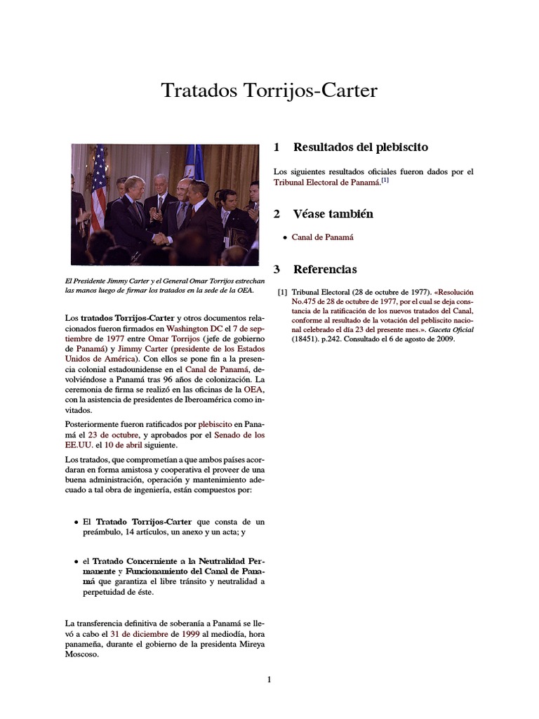 Tratados Torrijos-Carter: Historia y Contexto | PDF | Panamá ...