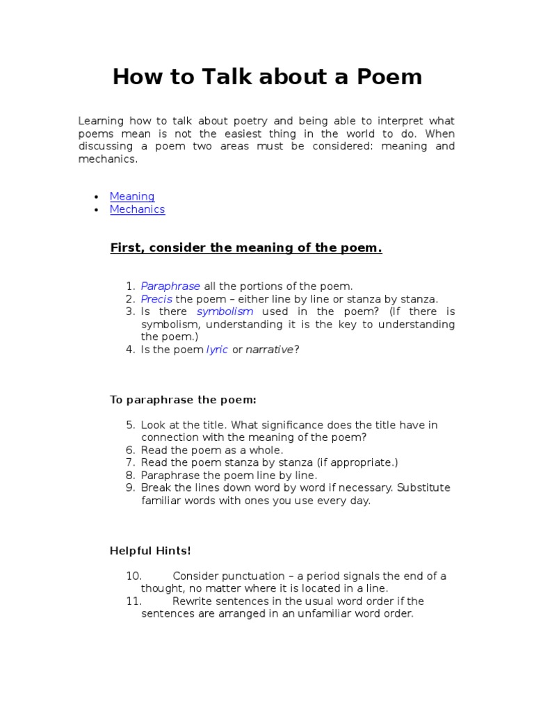 How To Talk About Poetry | PDF | Poetry | Linguistics