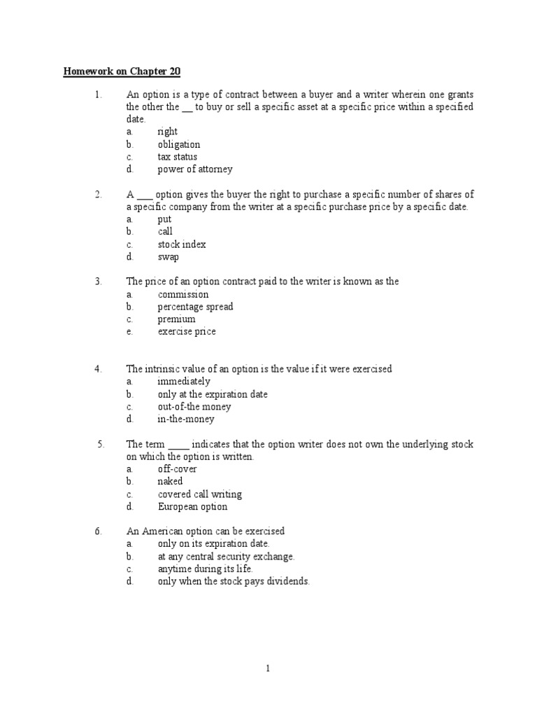 Homework on Options Trading Strategies | PDF | Call Option | Option ...