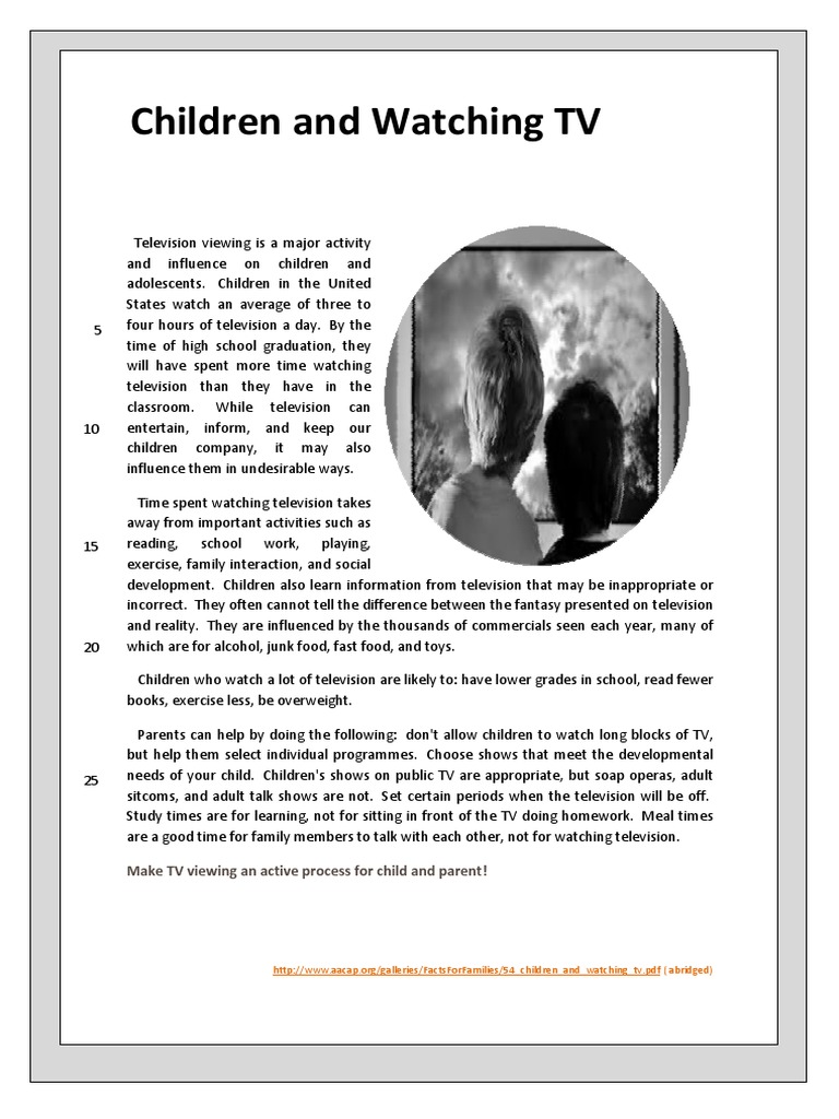 Children and Watching TV-reading | PDF | Psychology | Cognition