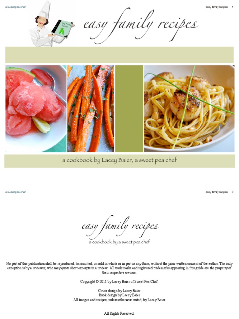 Easy Family Recipes Cookbook | PDF | Salad | Pizza