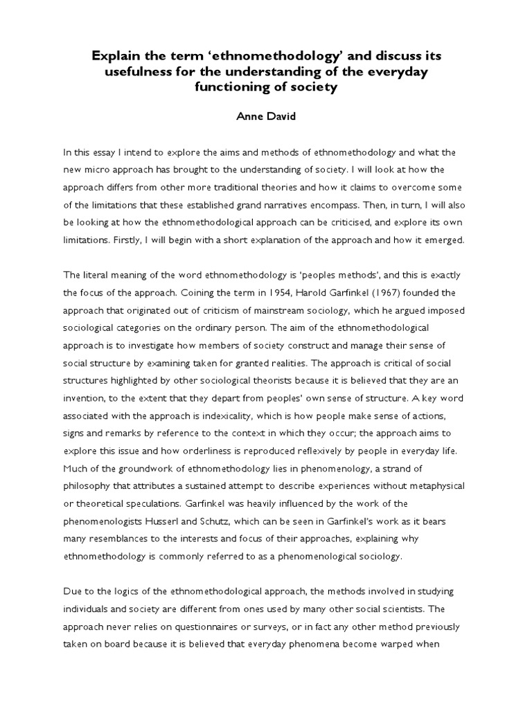 Ethnomethodology PDF | PDF | Academic Discipline Interactions | Sociology