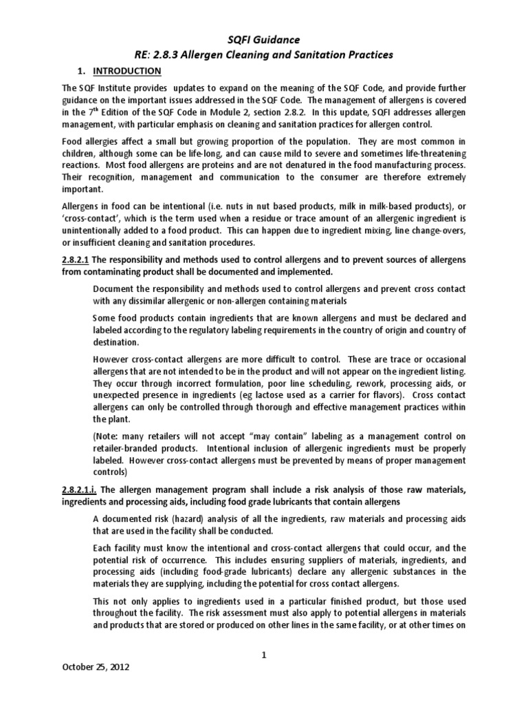 Effective Control of Allergens: Guidance on Validation and Verification ...