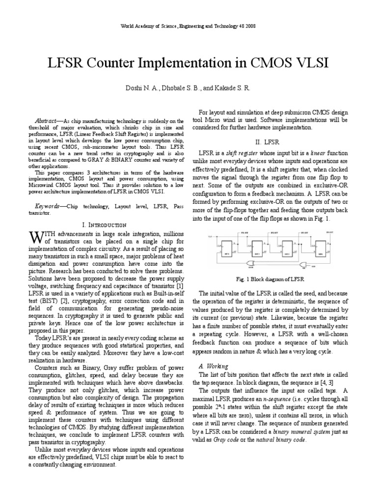 LFSR Counter in CMOS VLSI Design | PDF | Logic Gate | Cmos