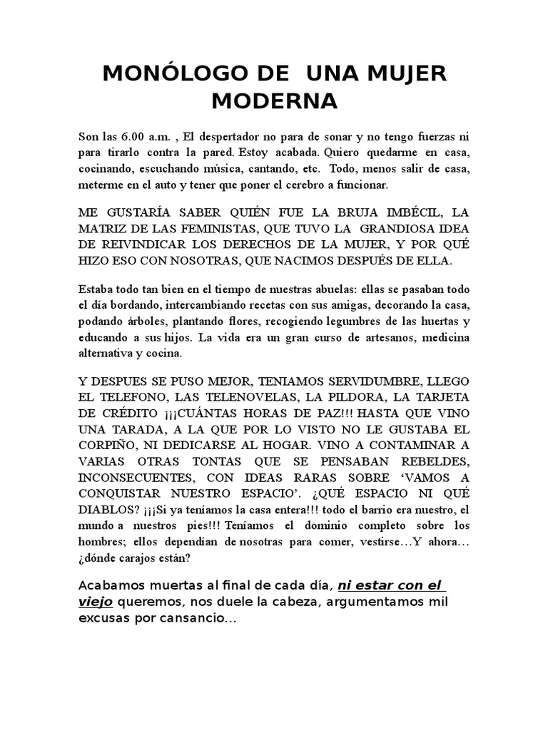 Mujer Moderna Monologo | PDF | Mujer