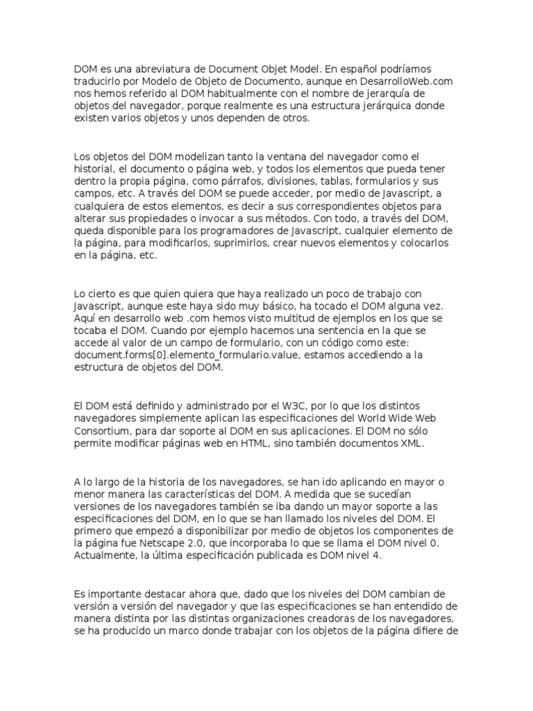 DOM | PDF | Modelo de objeto de documento | Script Java