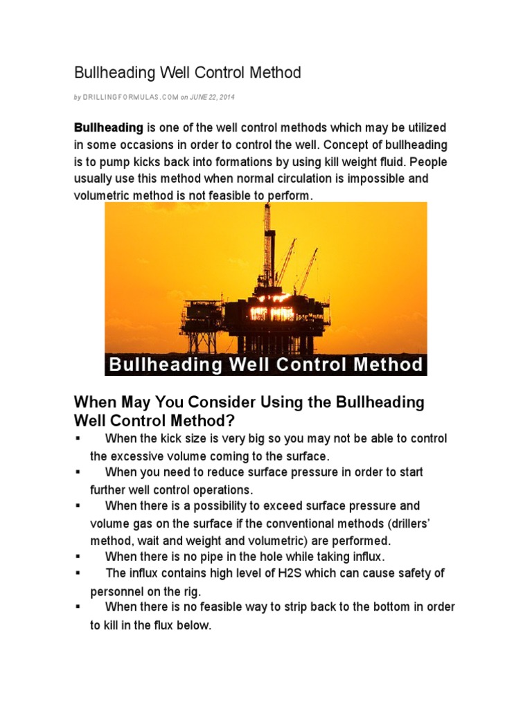 Bullheading Well Control Method | Petroleum Reservoir | Pump