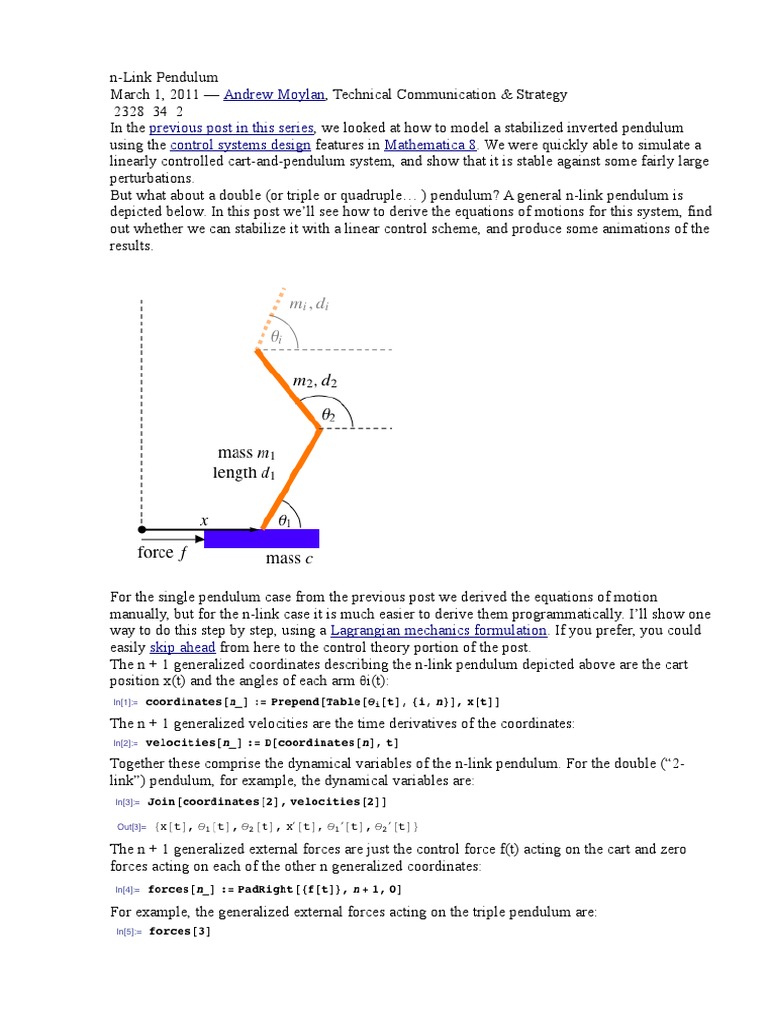 N Link Pendulum | Download Free PDF | Lagrangian Mechanics | Physics