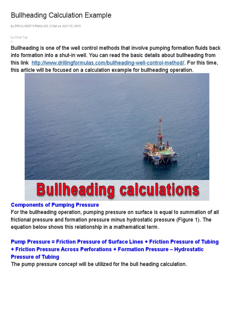 Bullheading Calculation Guide | PDF | Science & Mathematics ...