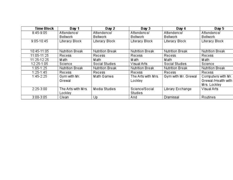 Grade 2 Weekly Timetable 2025 | PDF