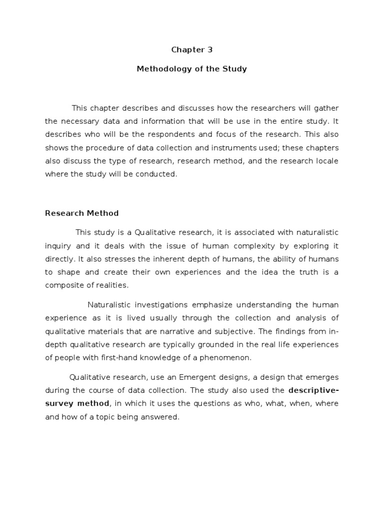 Chapter 3 Methodology Of The Study